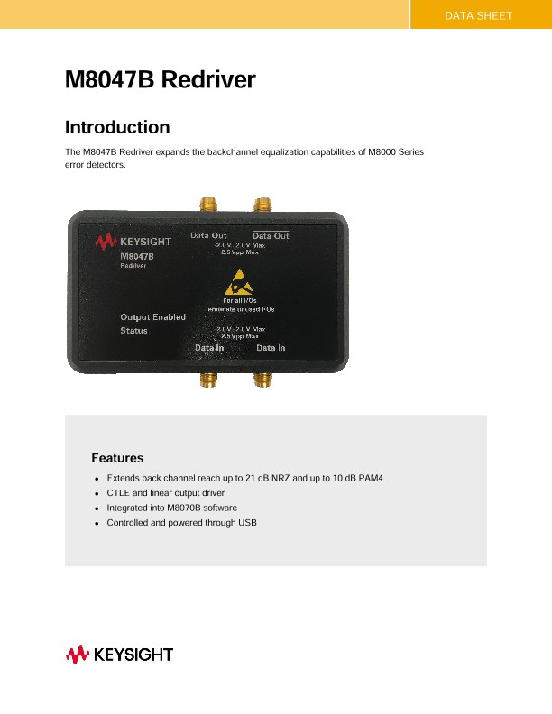 M8047B Redriver PDF Asset Page | Keysight
